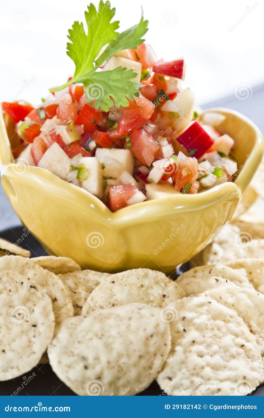 Freshly Cut Salsa Bowl and Tortilla Chips Stock Photo - Image of tomato ...