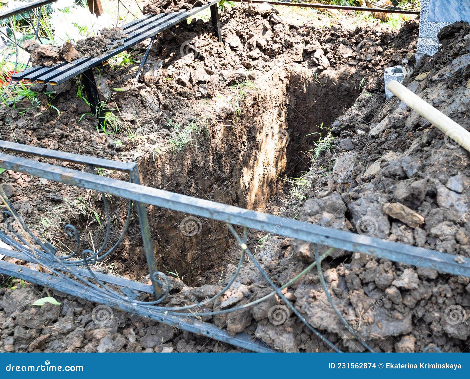 Dug Empty Grave In Old Cemetery Stock Photography | CartoonDealer.com ...