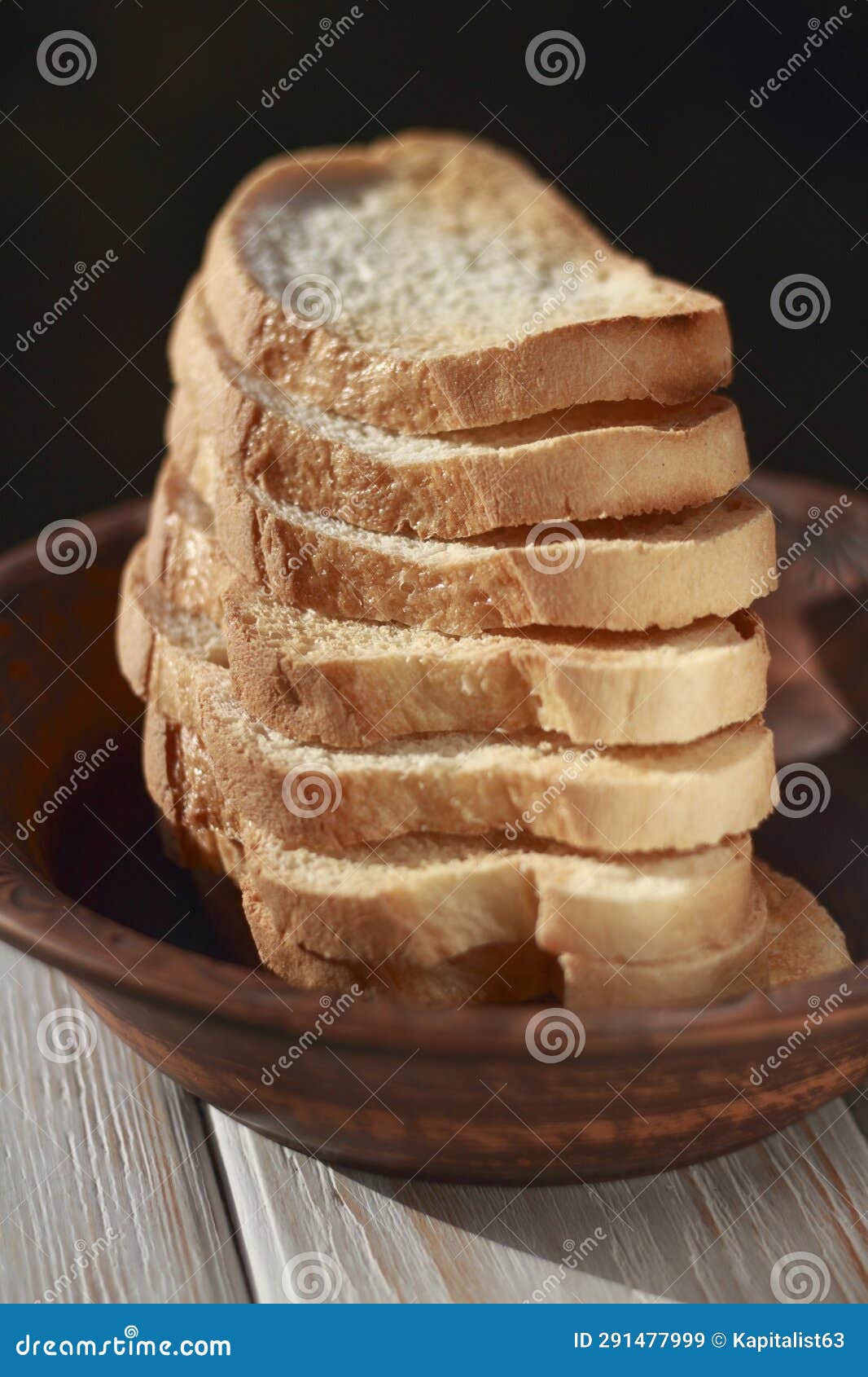 Freshly Fried Toasted Bread Stacked Closeup. Shallow Depth of Field ...