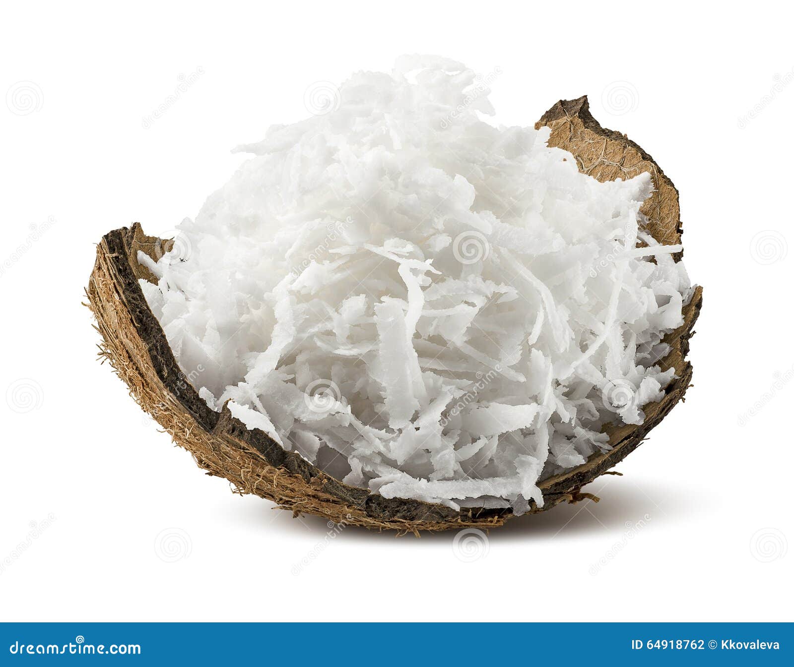 Freshly Grated Coconut in Shell Isolated on White Background Stock ...
