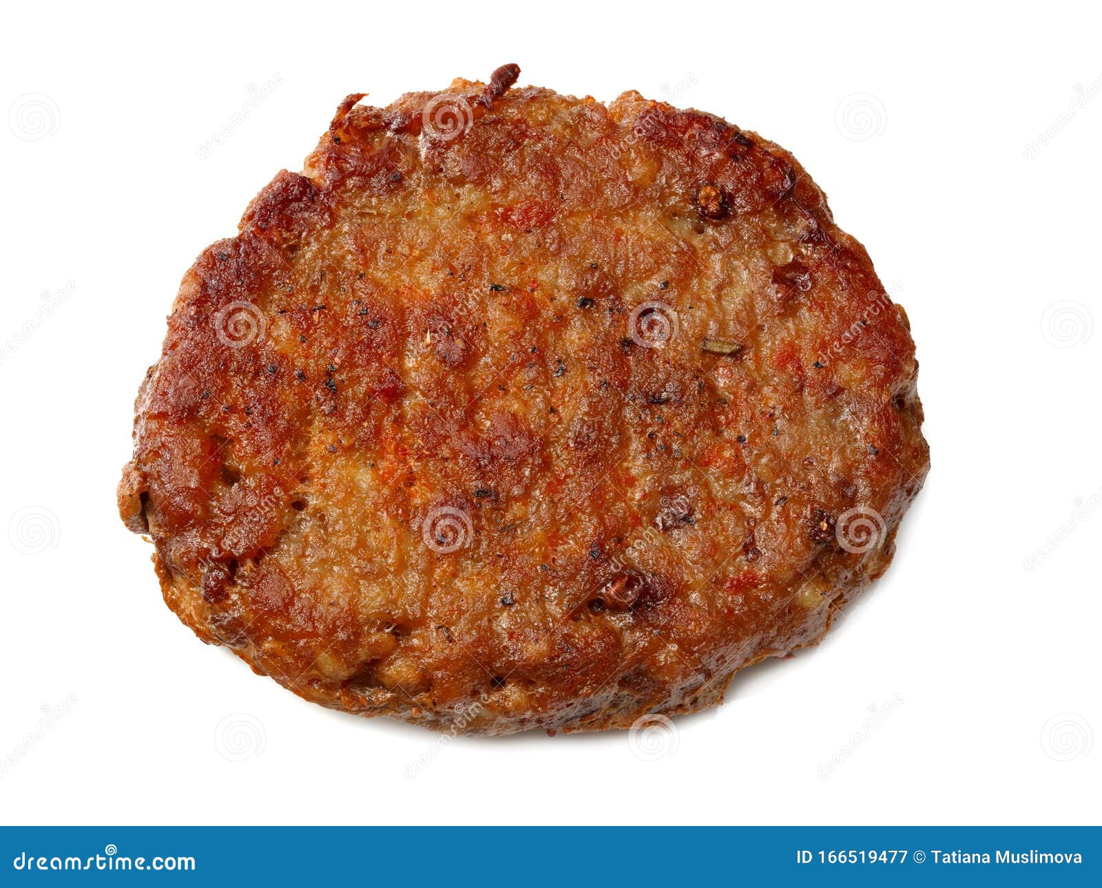 Freshly Grilled Burger Meat Isolated on White Background. Top View ...