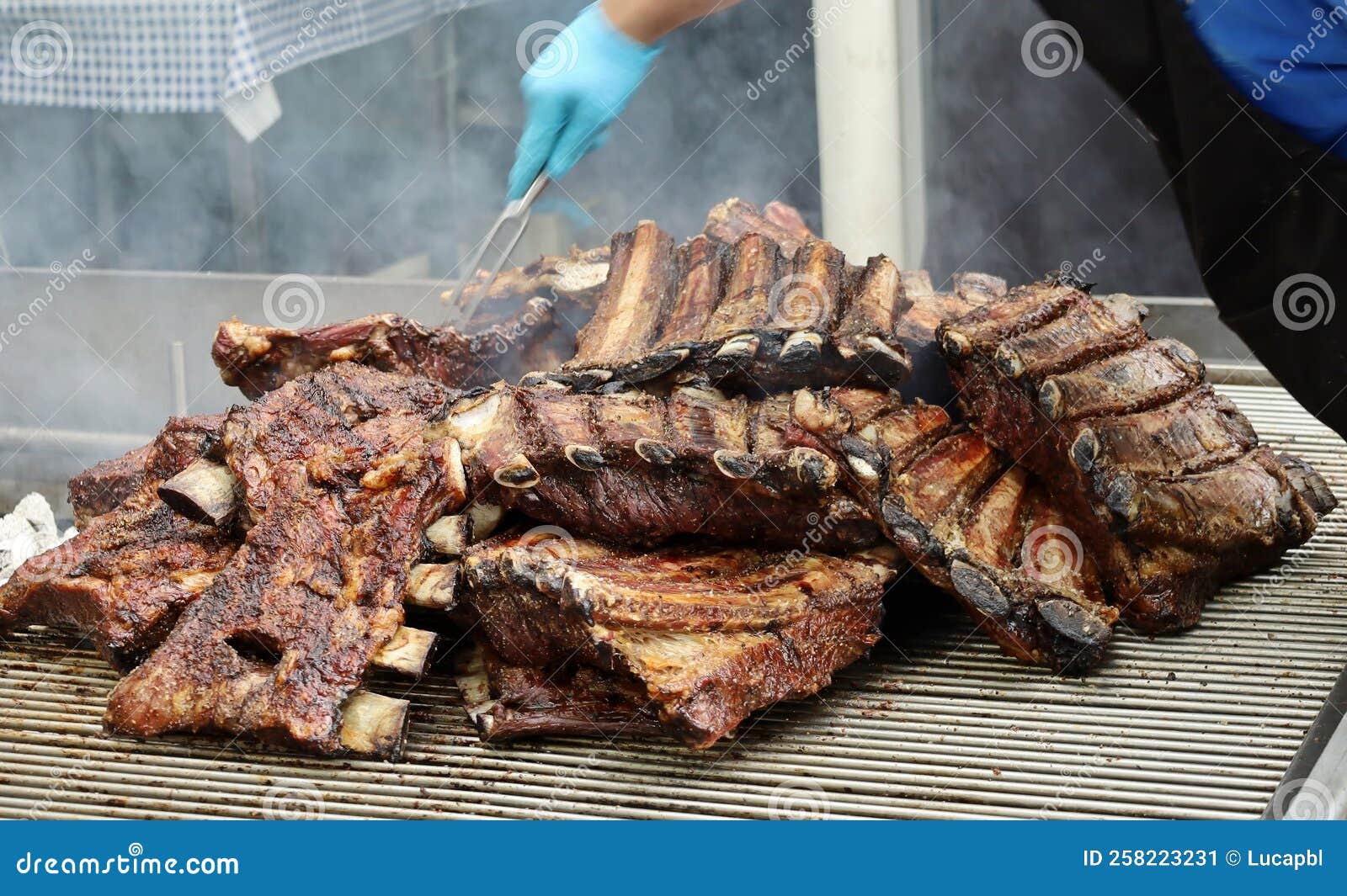 Freshly Grilled Whole Beef Ribs, Ready To Be Cut. Stock Image - Image ...