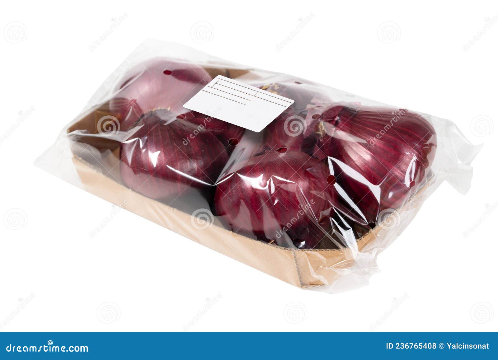 Freshly Harvested Packaged Red Onions on a White Isolated Background ...