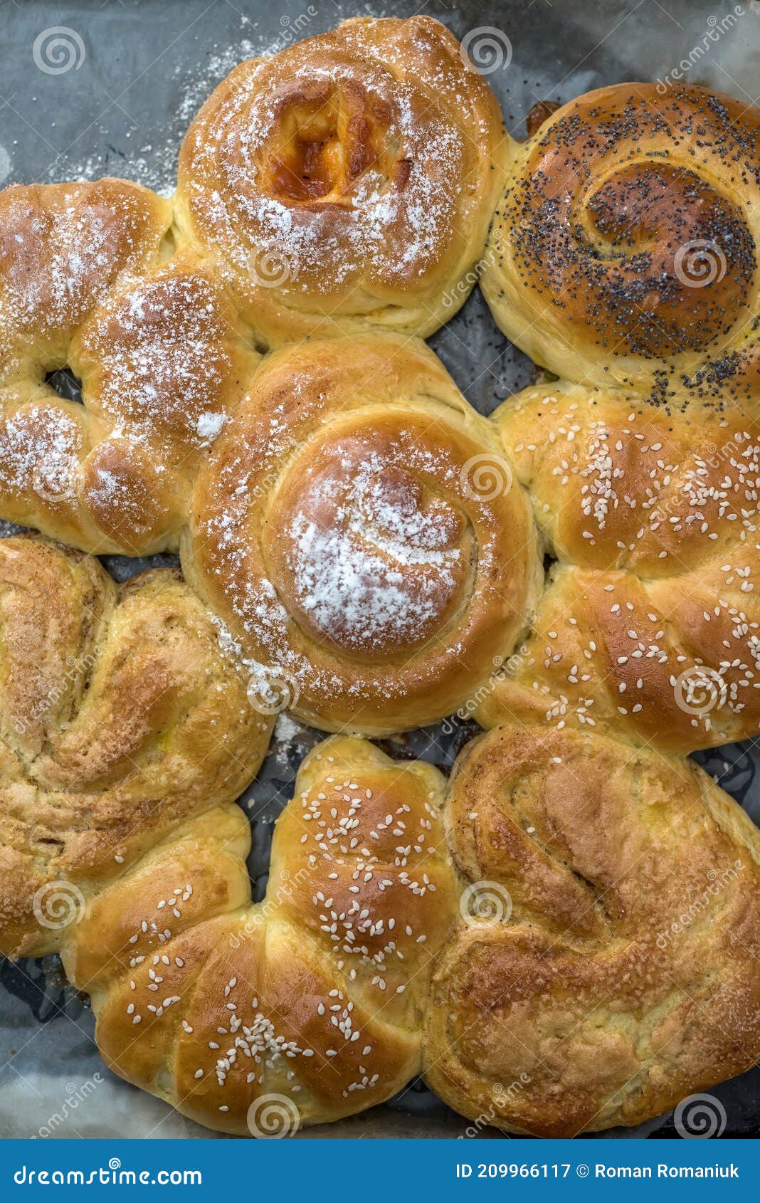 Freshly Homemade Baked Round Buns Stock Image - Image of baked ...