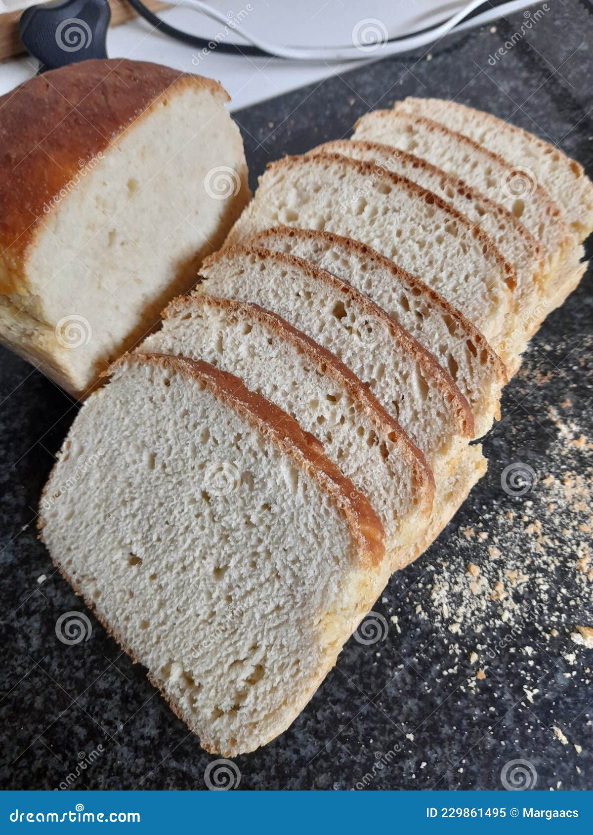 Freshly Homemade Bread Sliced Stock Image - Image of kotchen, white ...
