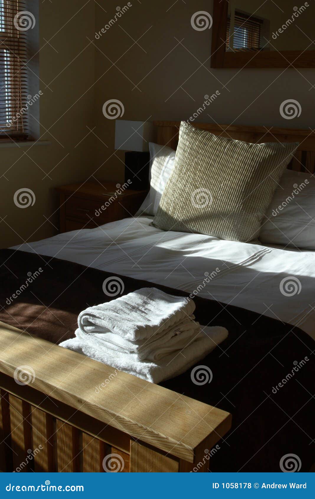 Freshly Made Bed in a Smart Hotel Room Stock Photo - Image of hotel ...