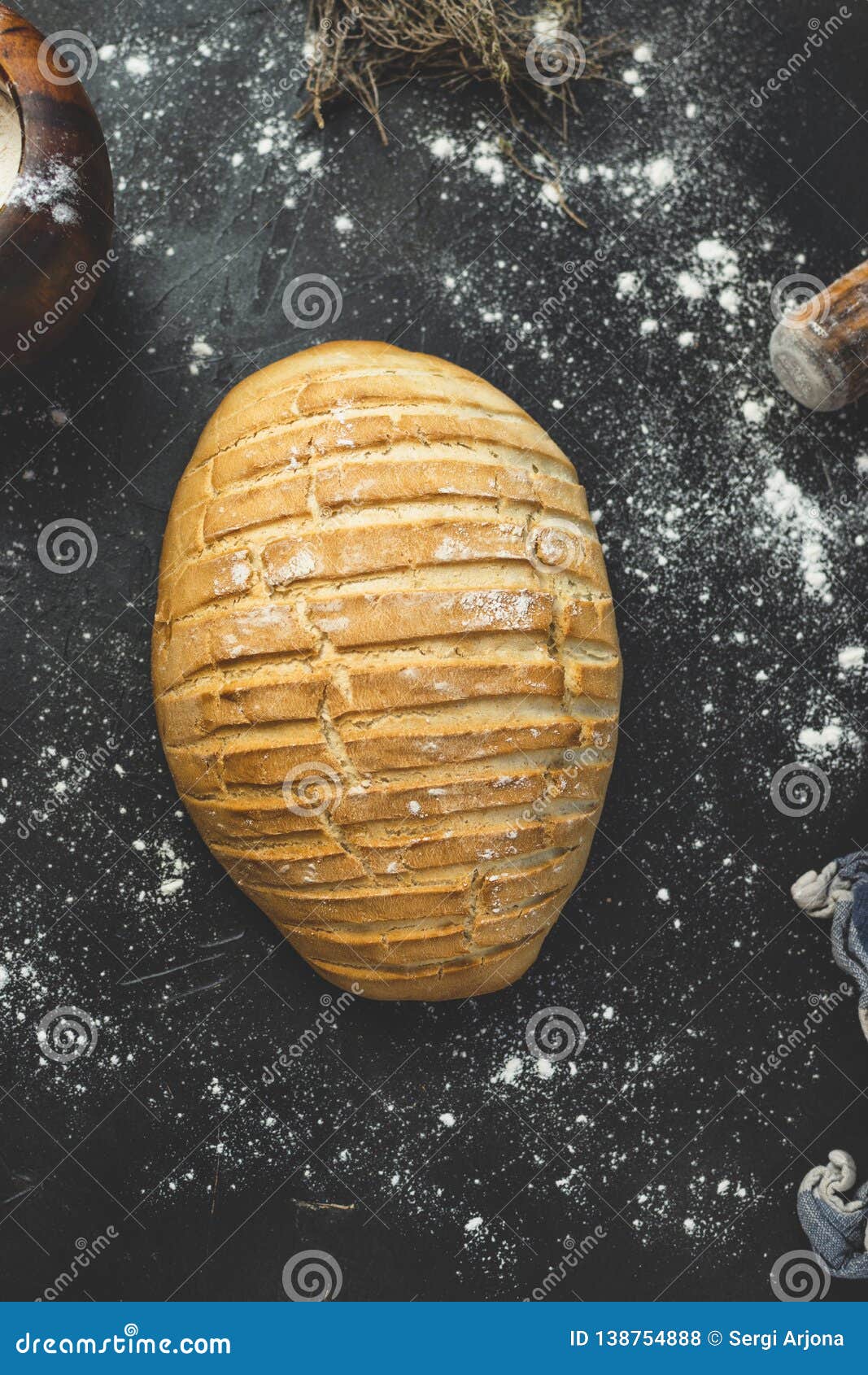 Freshly Made Bread with Rustic Style Stock Photo - Image of eating ...