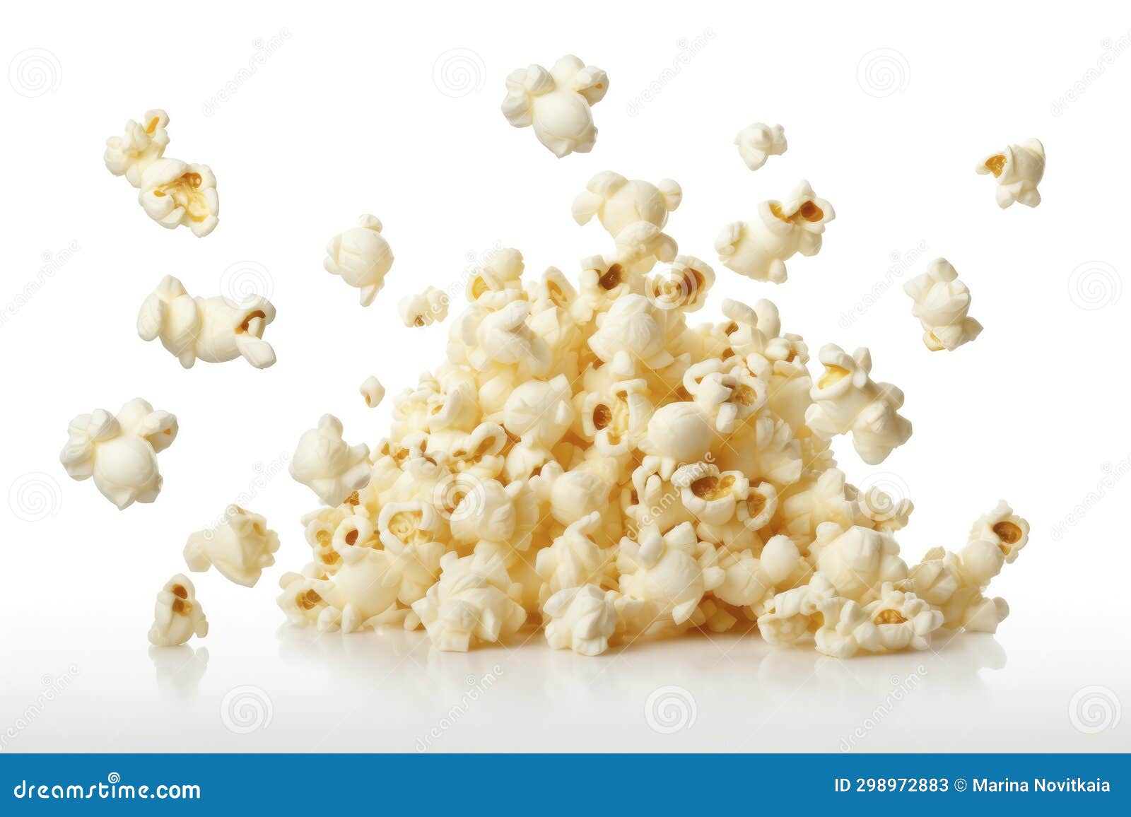 Freshly Made Crispy Popcorn Fall in Pile on White Background. Creative ...