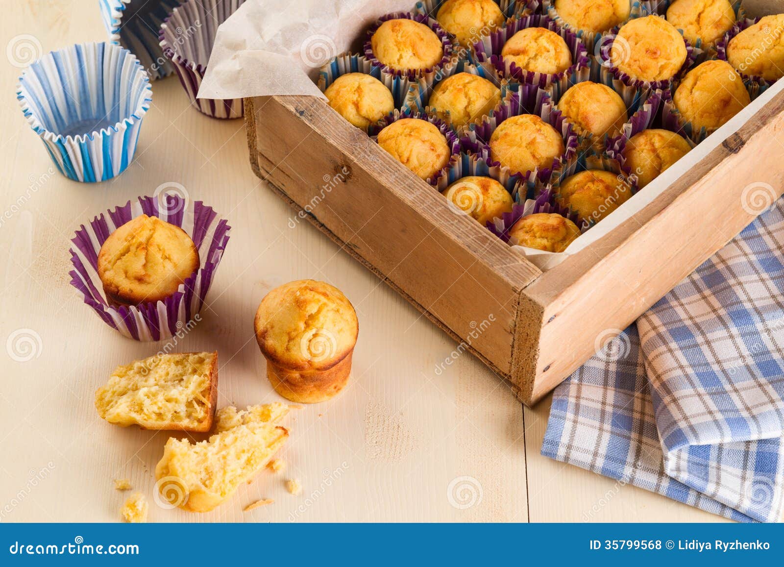 Freshly Made Muffins on Kitchen Table Stock Photo - Image of kitchen ...
