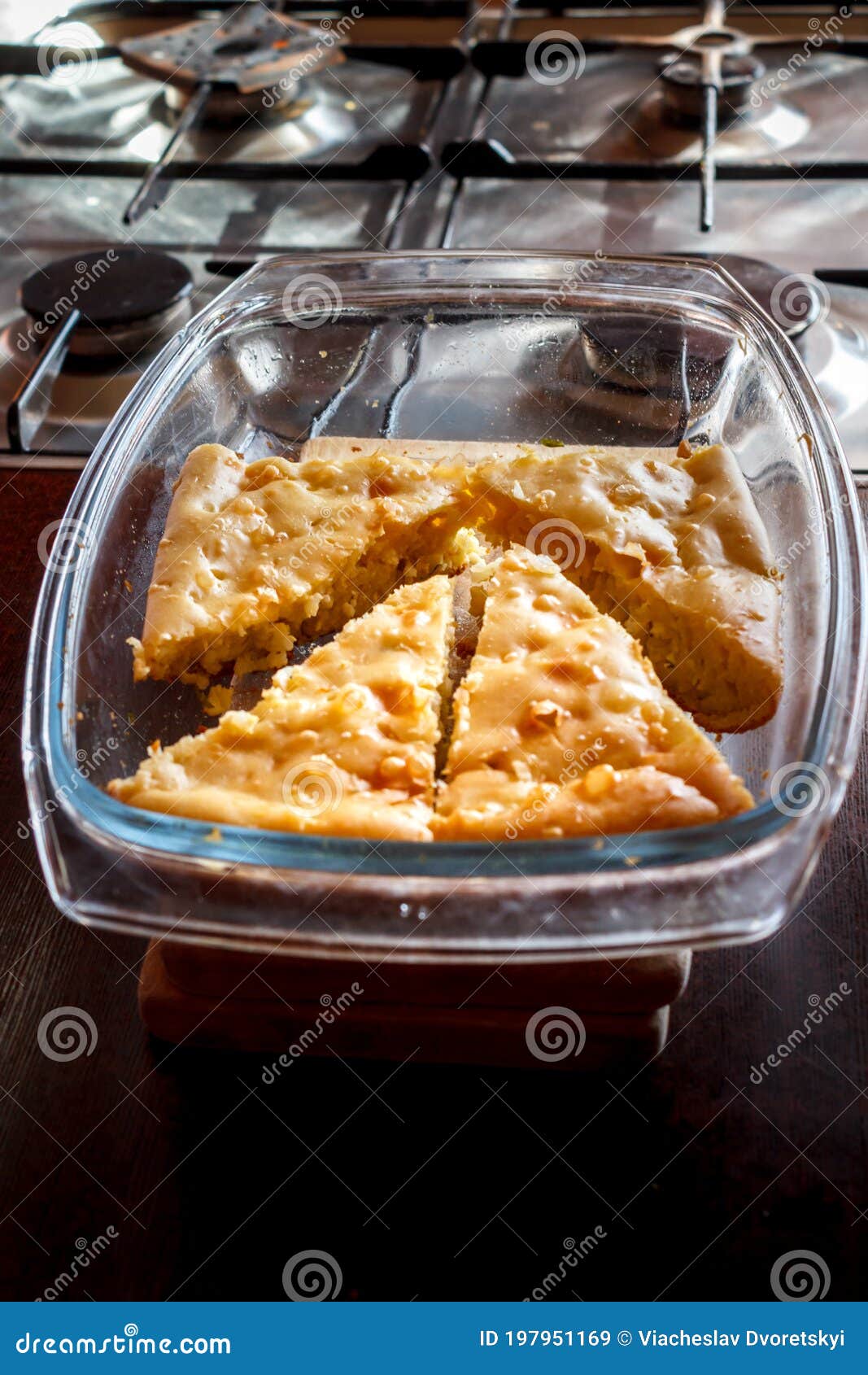 Freshly Made Pie in the Form on the Table. Kitchen in the House ...