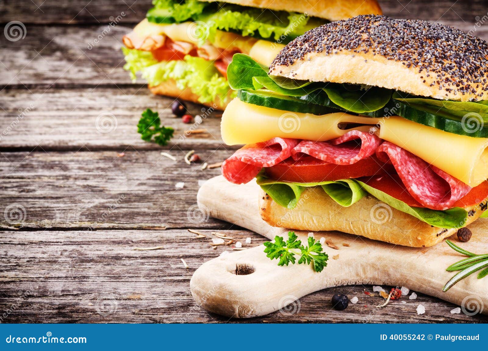Freshly made sandwiches stock photo. Image of fast, closeup - 40055242