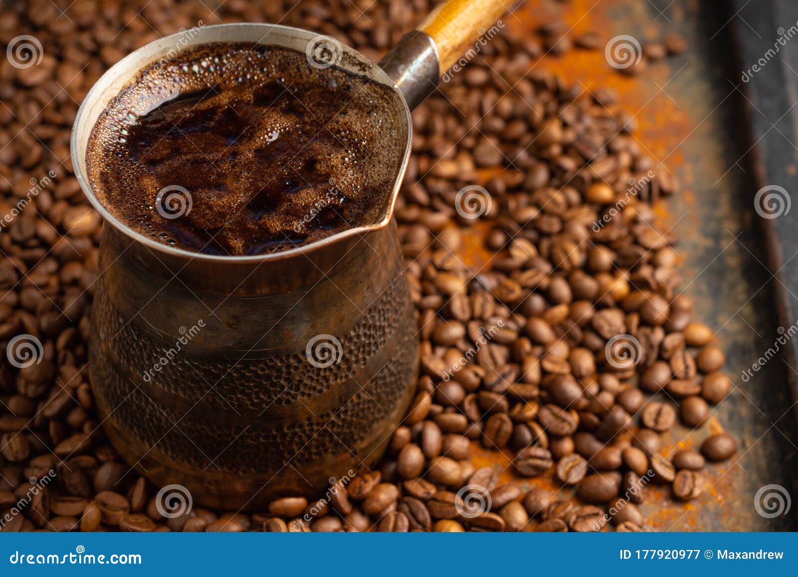 Freshly Making Coffee in Vintage Cezve Stock Image - Image of selective ...