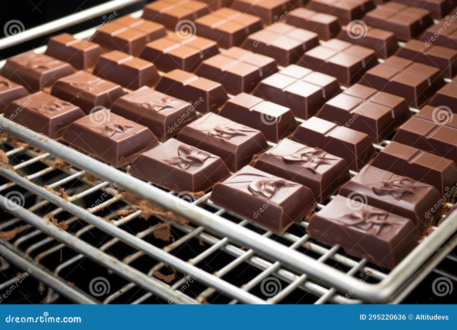Freshly Molded Chocolate Bars Cooling on a Rack Stock Photo - Image of ...