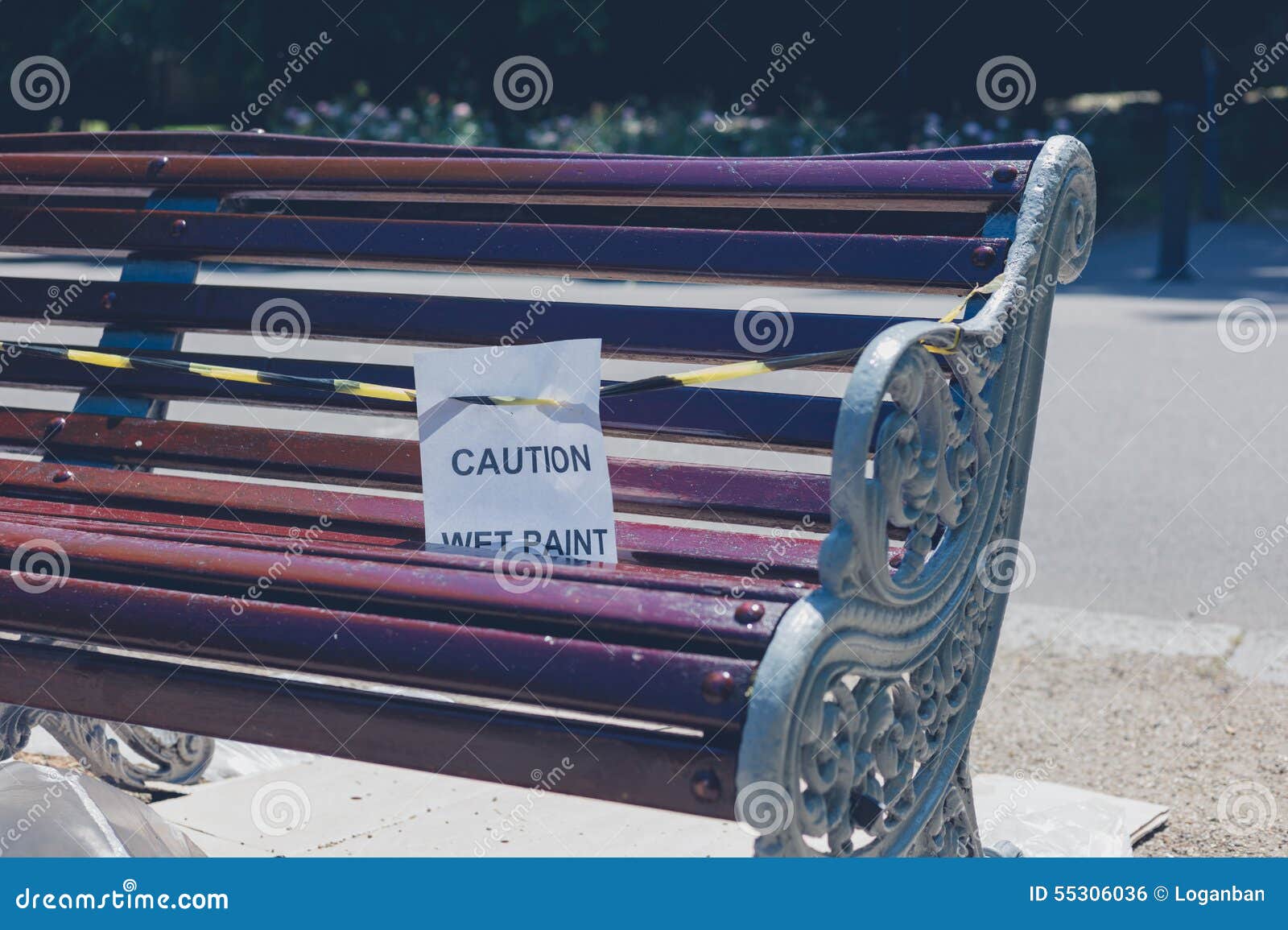 Freshly Painted Bench with Sign Stock Photo - Image of warning, concept ...