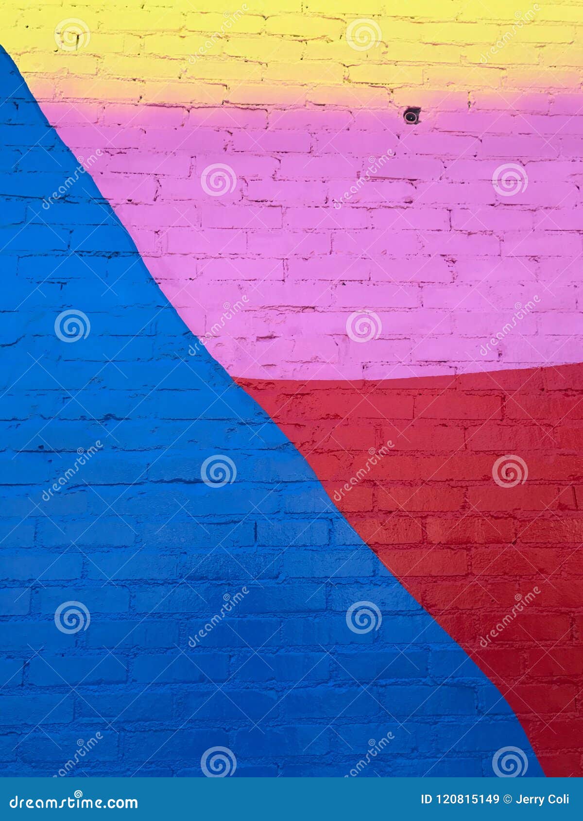 Freshly Painted Multi- Colored Brick Wall Stock Image - Image of brick ...