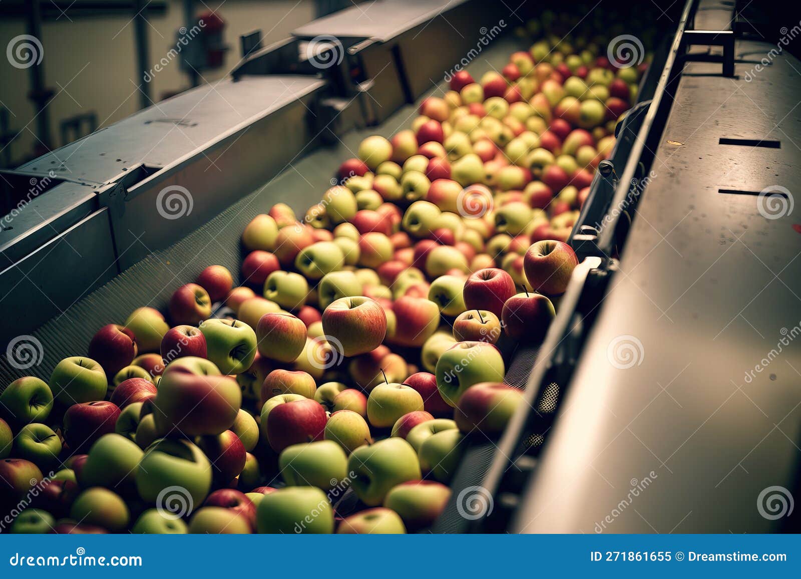 Freshly Picked Apples on a Conveyor Belt Stock Illustration ...