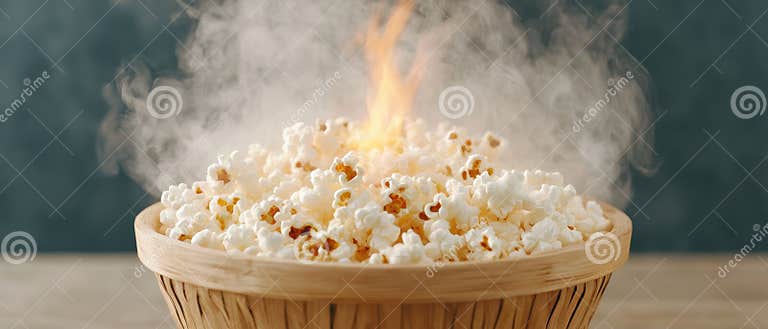Freshly Popped Popcorn with Steam Stock Illustration - Illustration of ...
