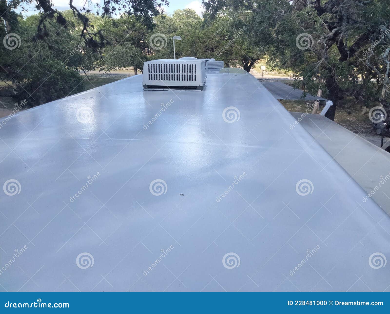 Freshly recoated RV roof stock photo. Image of roof - 228481000