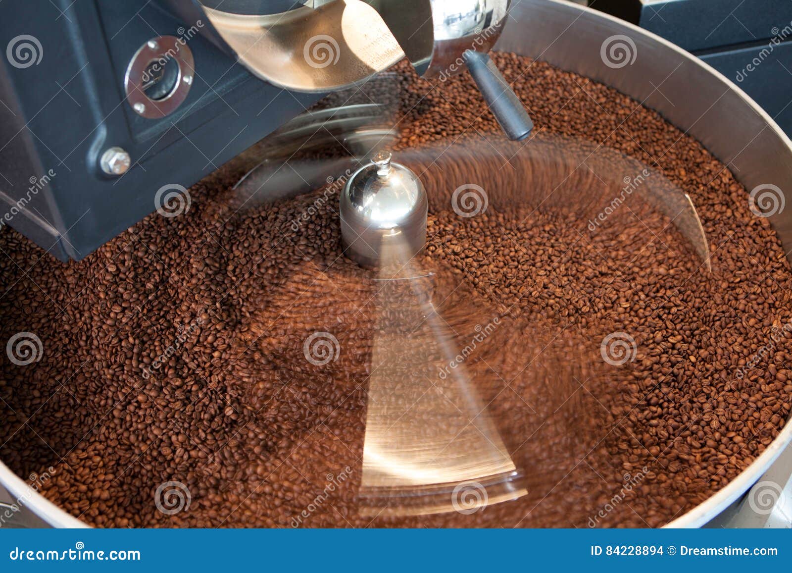 Freshly Roasted Coffee Beans in Mixer - Bulb Exposure Stock Photo ...
