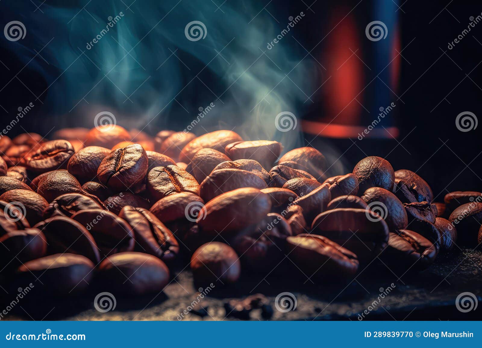 Freshly Roasted Coffee Beans with Smoke. Generative AI Stock Photo ...