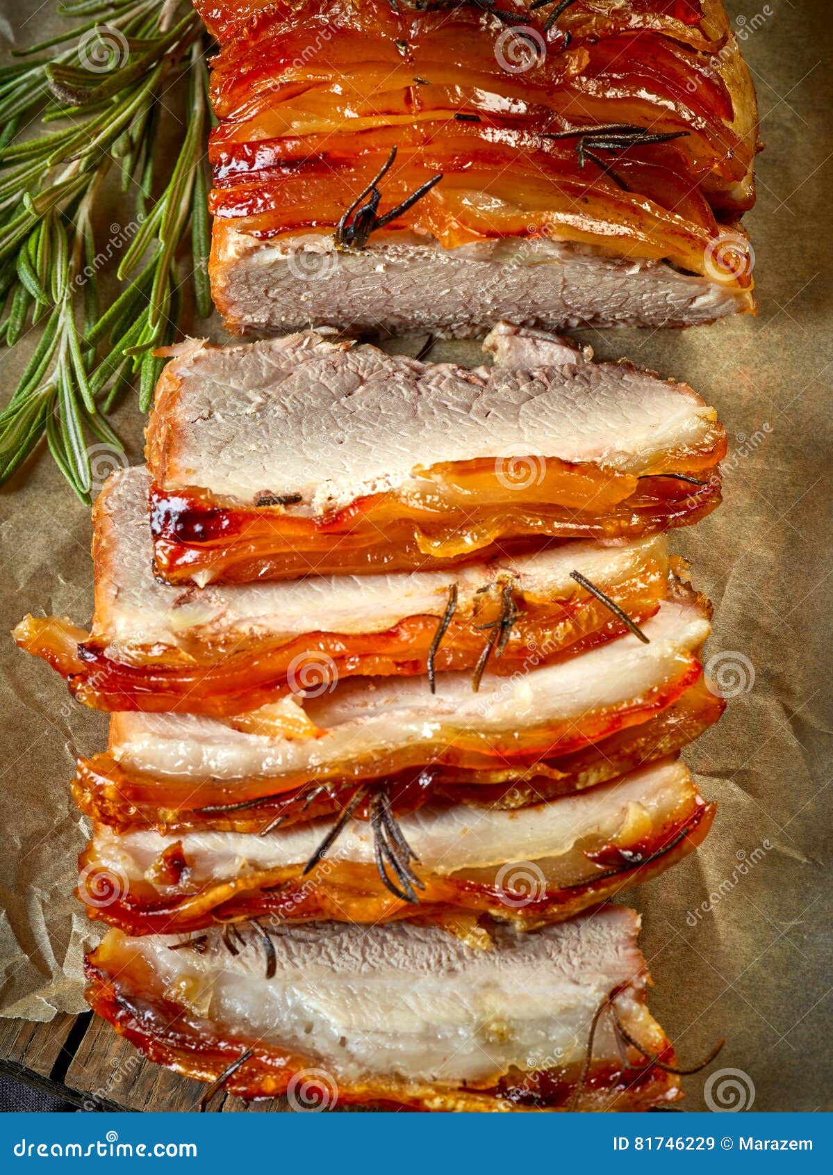 Freshly Roasted Sliced Pork Stock Image - Image of cooking, fillet ...