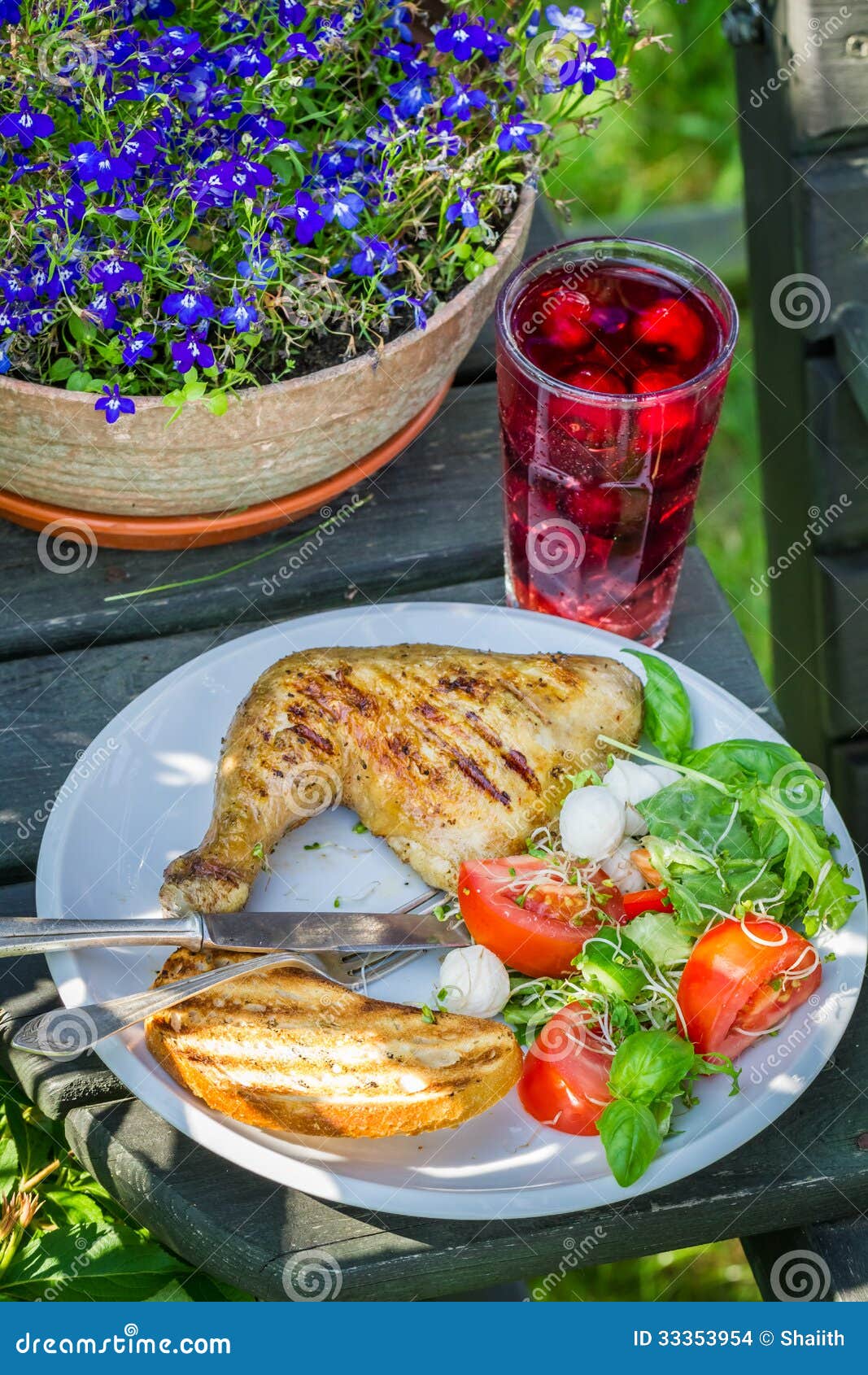 Freshly Served Barbeque Dinner in the Garden Stock Photo - Image of ...