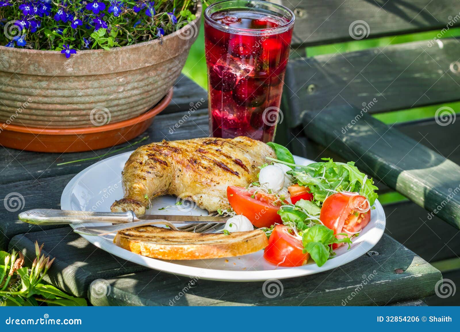 Freshly Served Barbeque Dinner in the Garden Stock Photo - Image of ...