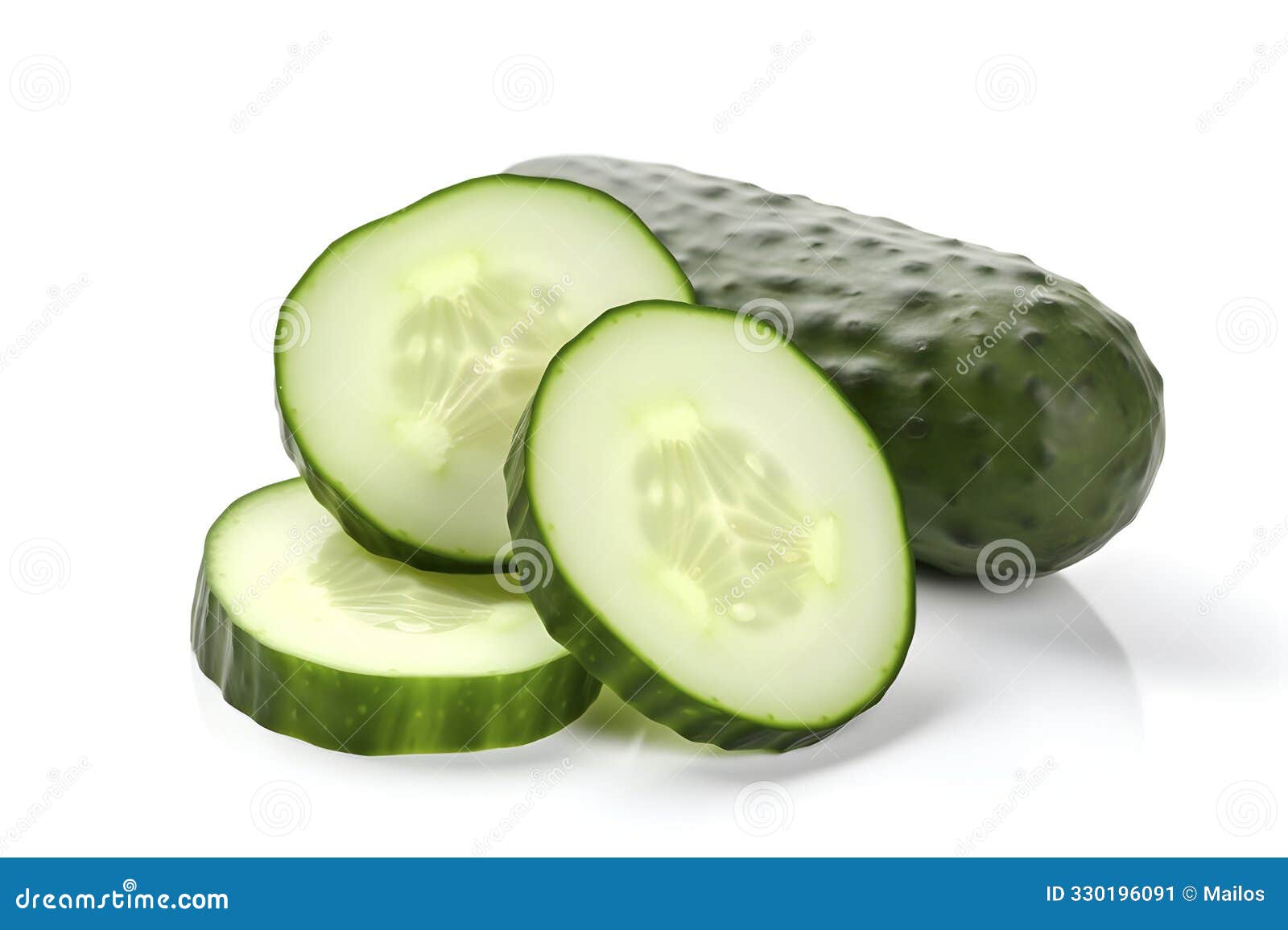 Freshly Sliced Cucumber on Crisp White Background Stock Image - Image ...