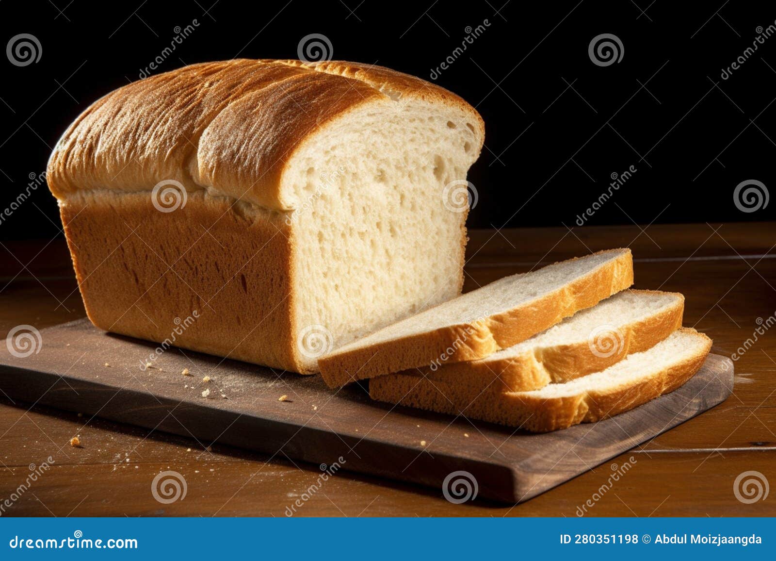 Freshly Sliced White Bread Loaf on a Rustic Wooden Table, Ready for ...