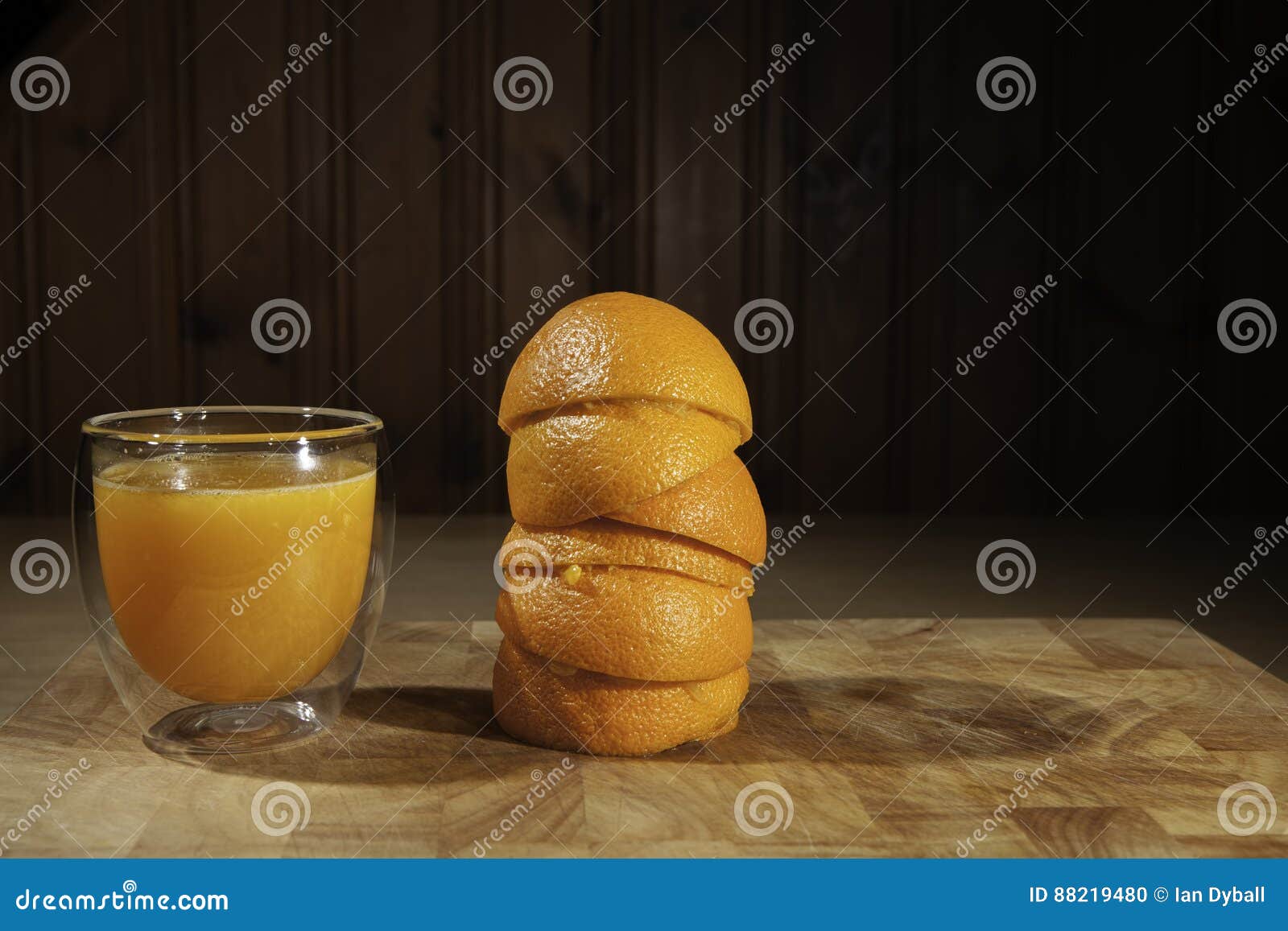 Freshly Squeezed Orange Juice with Spent Oranges Stock Photo - Image of ...