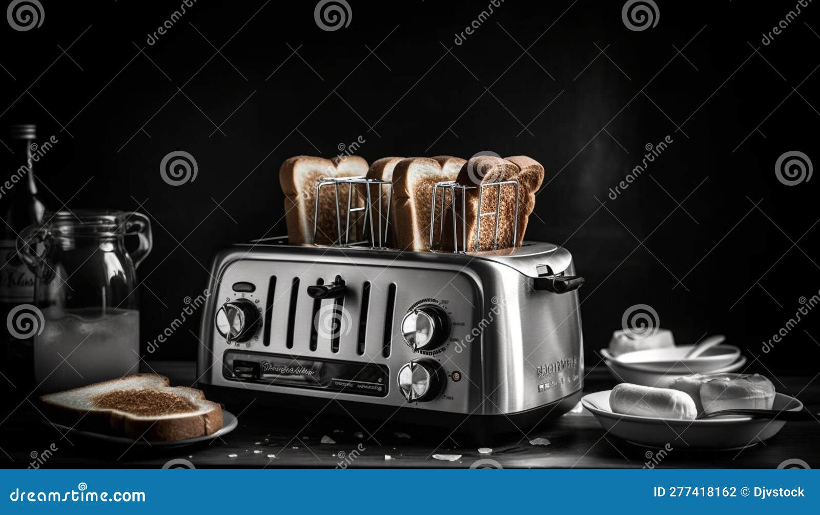 Freshly Toasted Bread and Coffee for Breakfast Generated by AI Stock ...