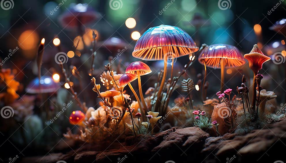 Freshness of Autumn Season, Small Toadstool Decorates Uncultivated ...