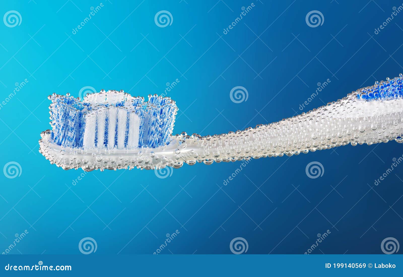 Freshness Concept after Brushing Teeth. Toothbrush with Air Bubb Stock ...