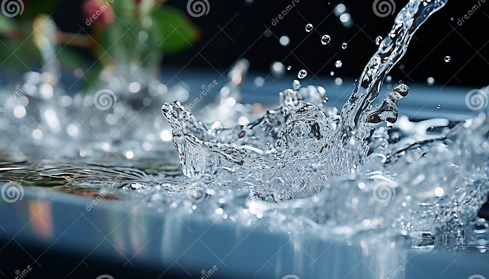 Freshness in a Drop, Liquid Blue, Nature Clean Reflection Generated by ...