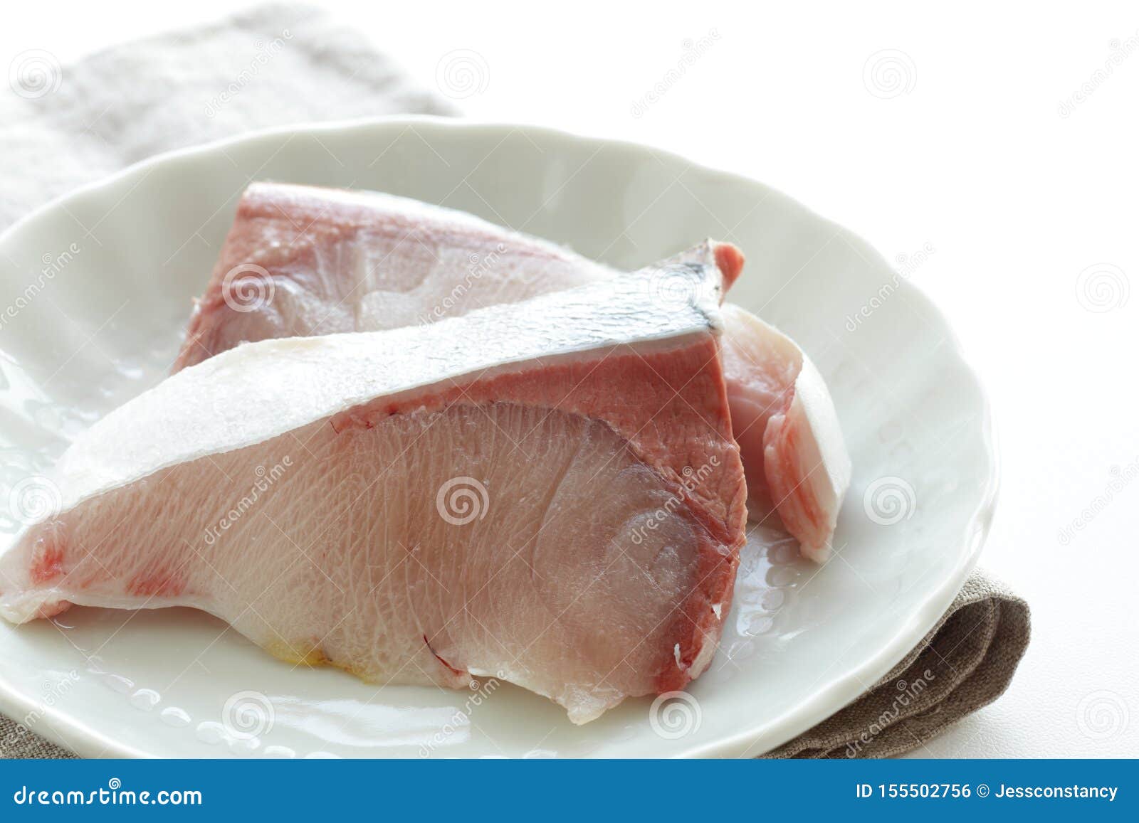 Yellow Tail Fillet on White Background Stock Photo - Image of fish ...
