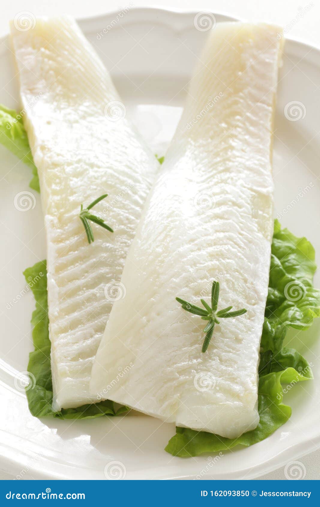 Freshness Flat Fish Fillet and Lettuce Stock Photo - Image of flat ...
