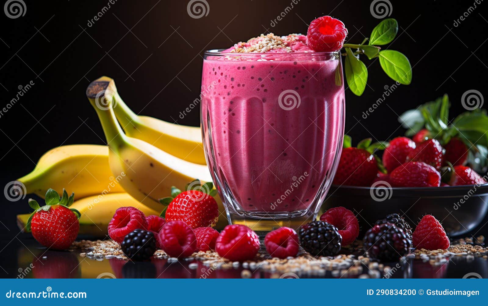 Freshness in a Glass Raspberry Yogurt Milkshake with Strawberry ...