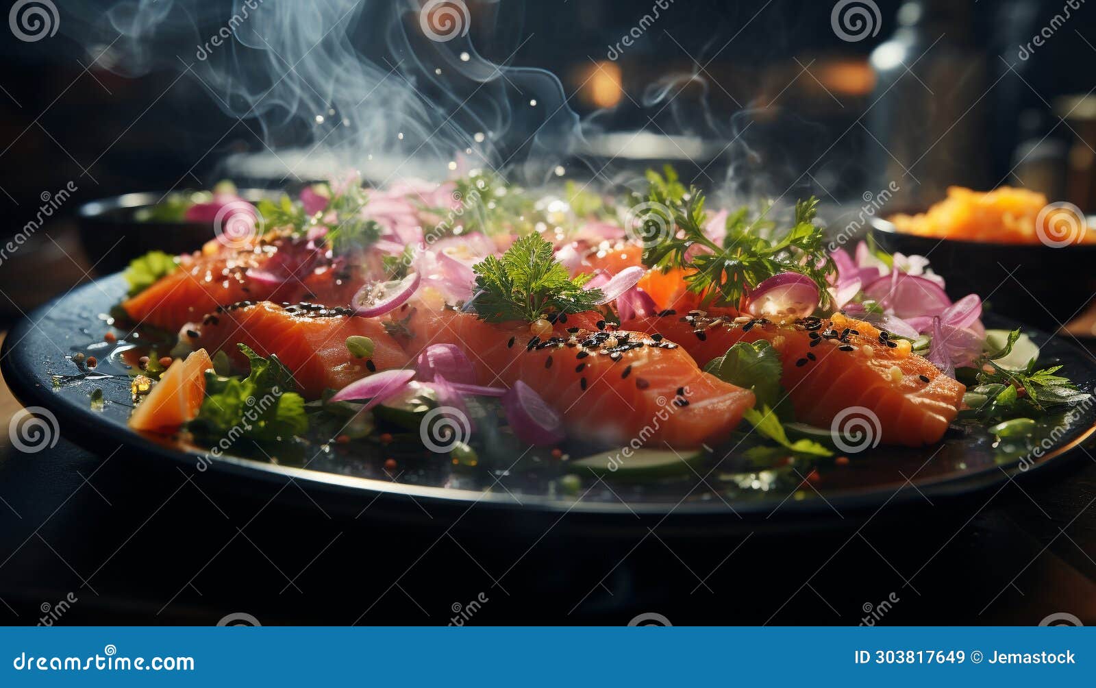 Freshness and Grill Enhance the Gourmet Seafood Meal on the Plate ... Freshness and Grill Enhance the Gourmet Seafood Meal on the Plate ...