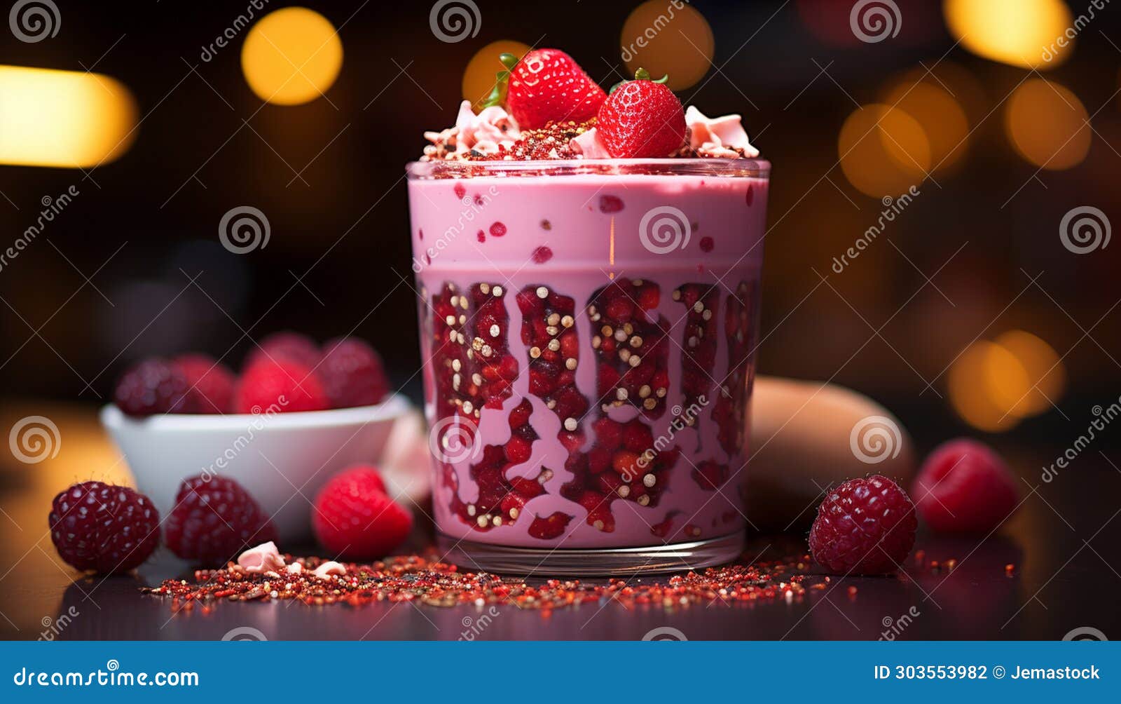 Freshness and Indulgence in a Berry Milkshake Generated by AI Stock ...