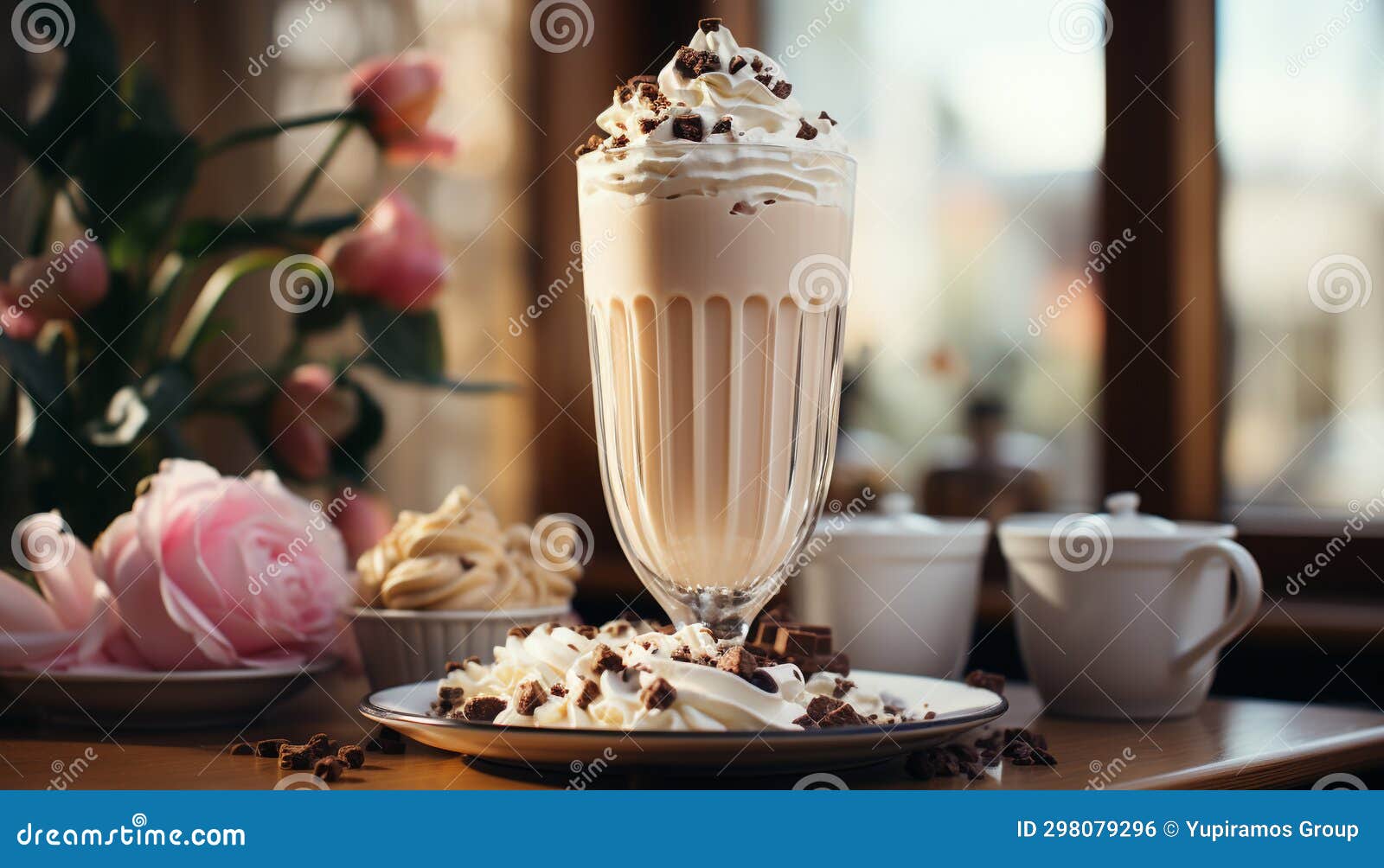 Freshness and Indulgence in a Gourmet Coffee Shop Dessert Generated by ...