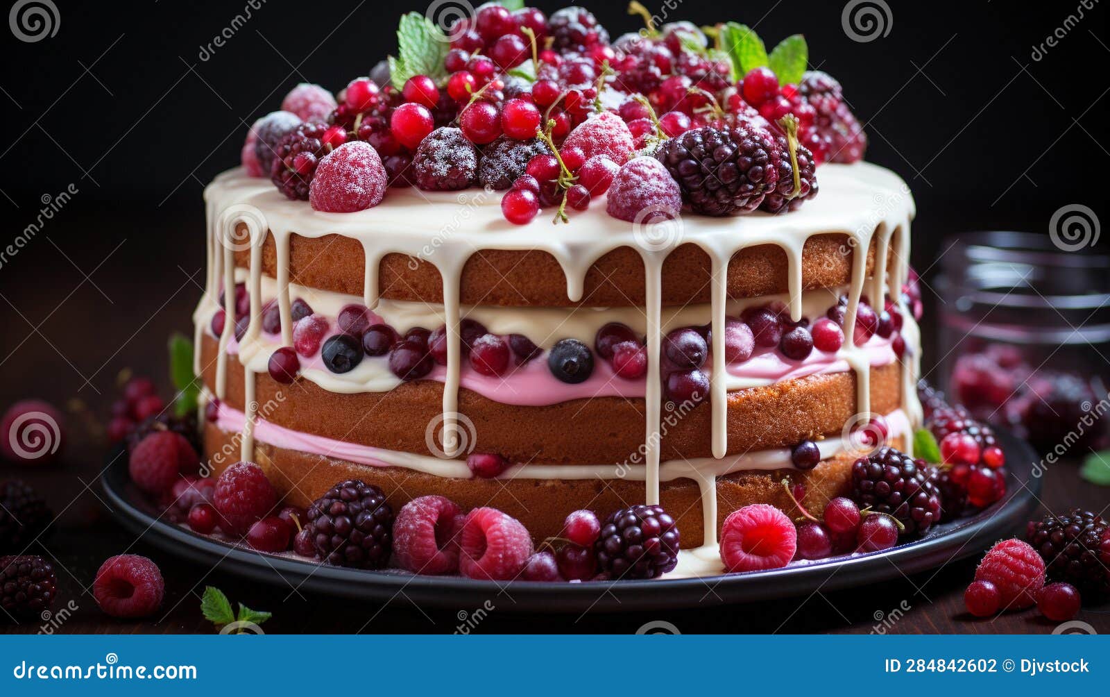 Freshness of Nature Berries, Indulgence in Gourmet Dessert Celebration ...