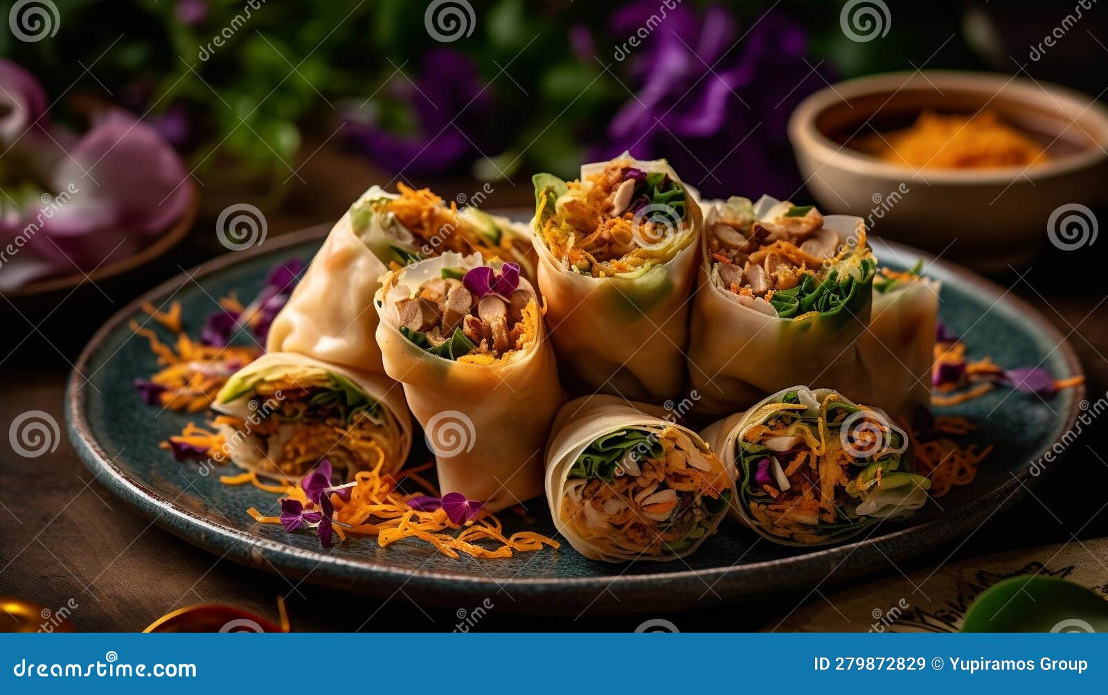 Freshness and Spice in Homemade Spring Rolls with Savory Sauce ...