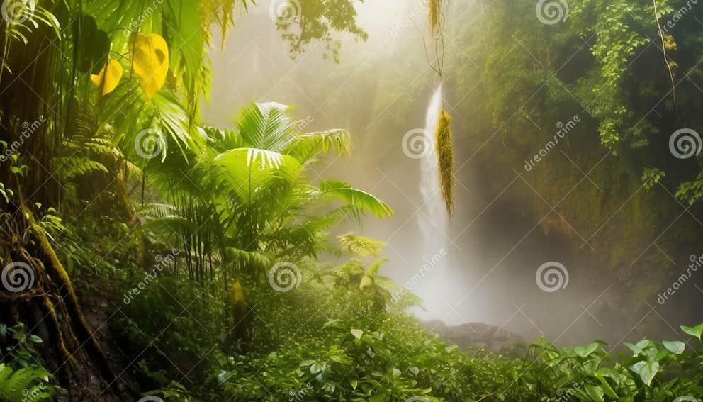 Freshness of Springtime in a Tranquil Tropical Rainforest Ravine ...
