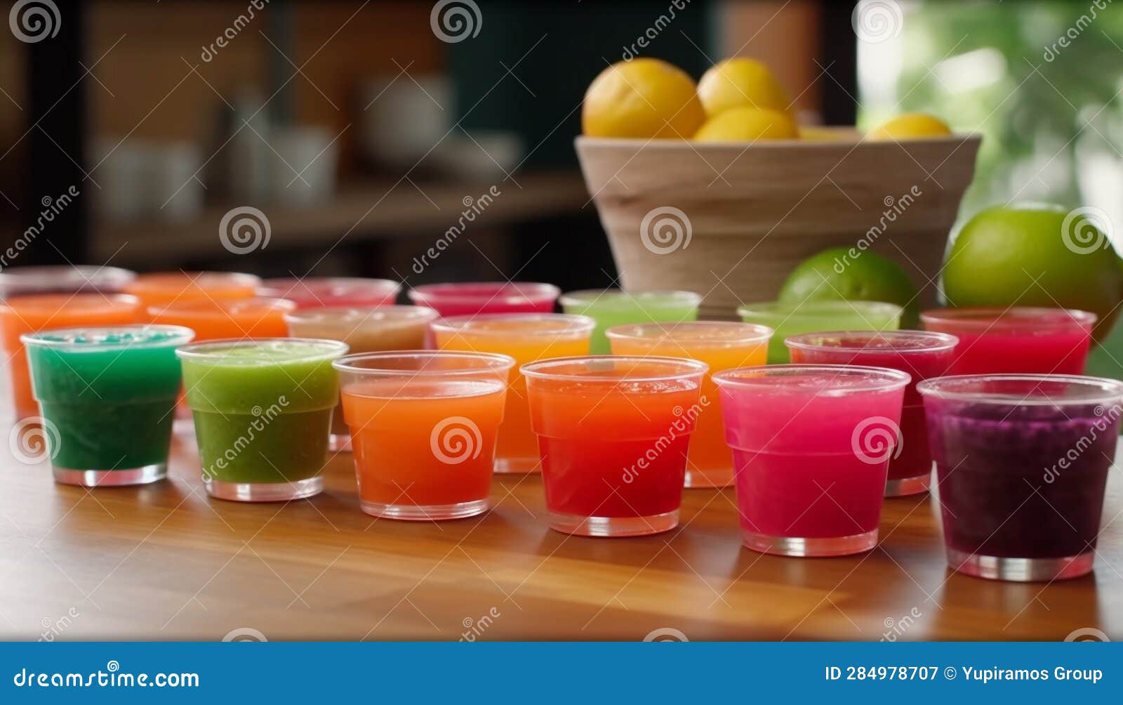 Freshness and Vibrancy in a Colorful Fruit Cocktail on a Table ...