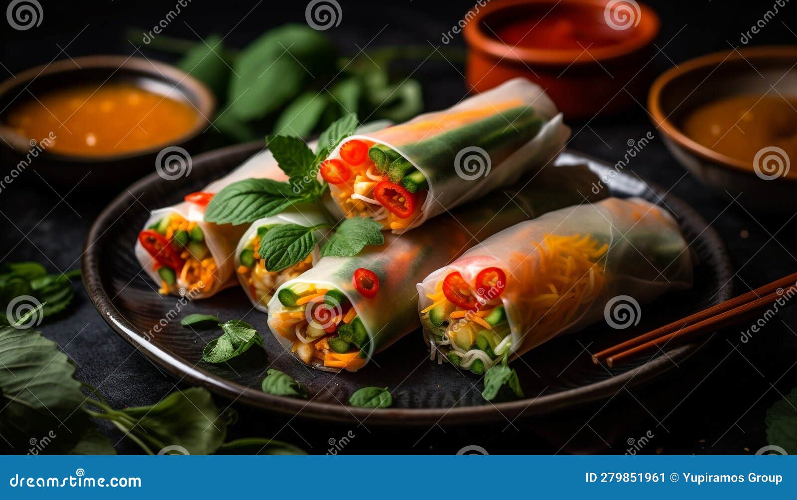 Freshness Wrapped Up in a Gourmet Spring Roll Appetizer Generated by AI ...