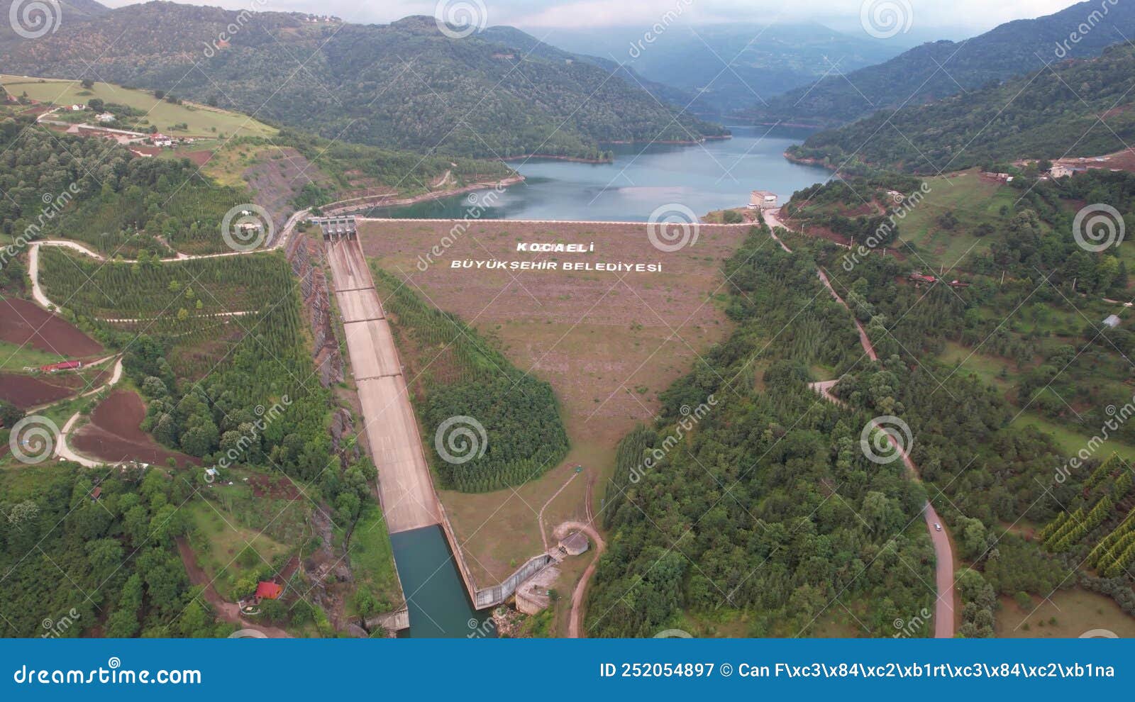 Aerial freshwater dam stock video. Video of nature, kocaeli - 252054897
