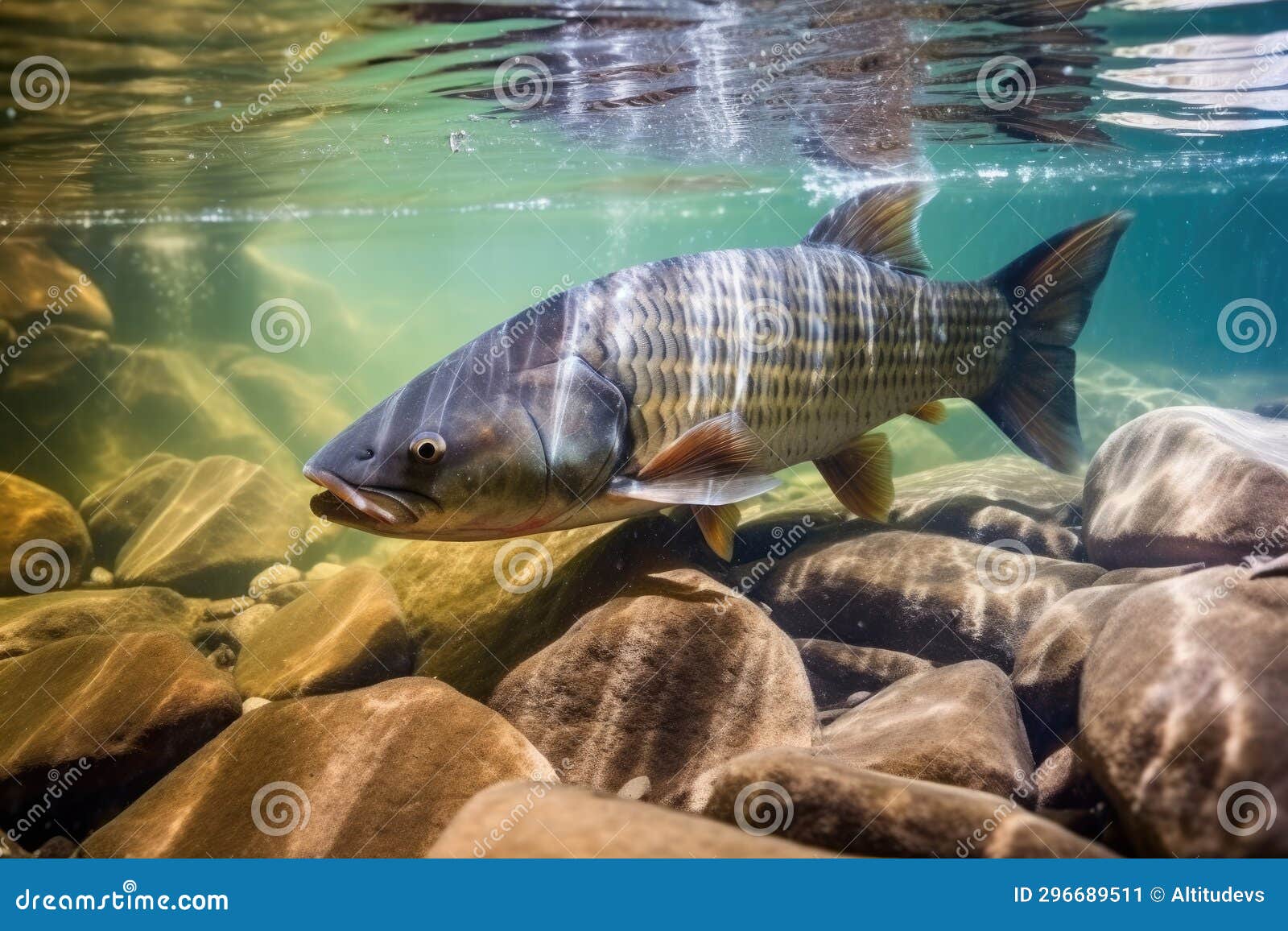 Freshwater Fish within a Clear Pond Surrounded by Rocks Stock Image ...