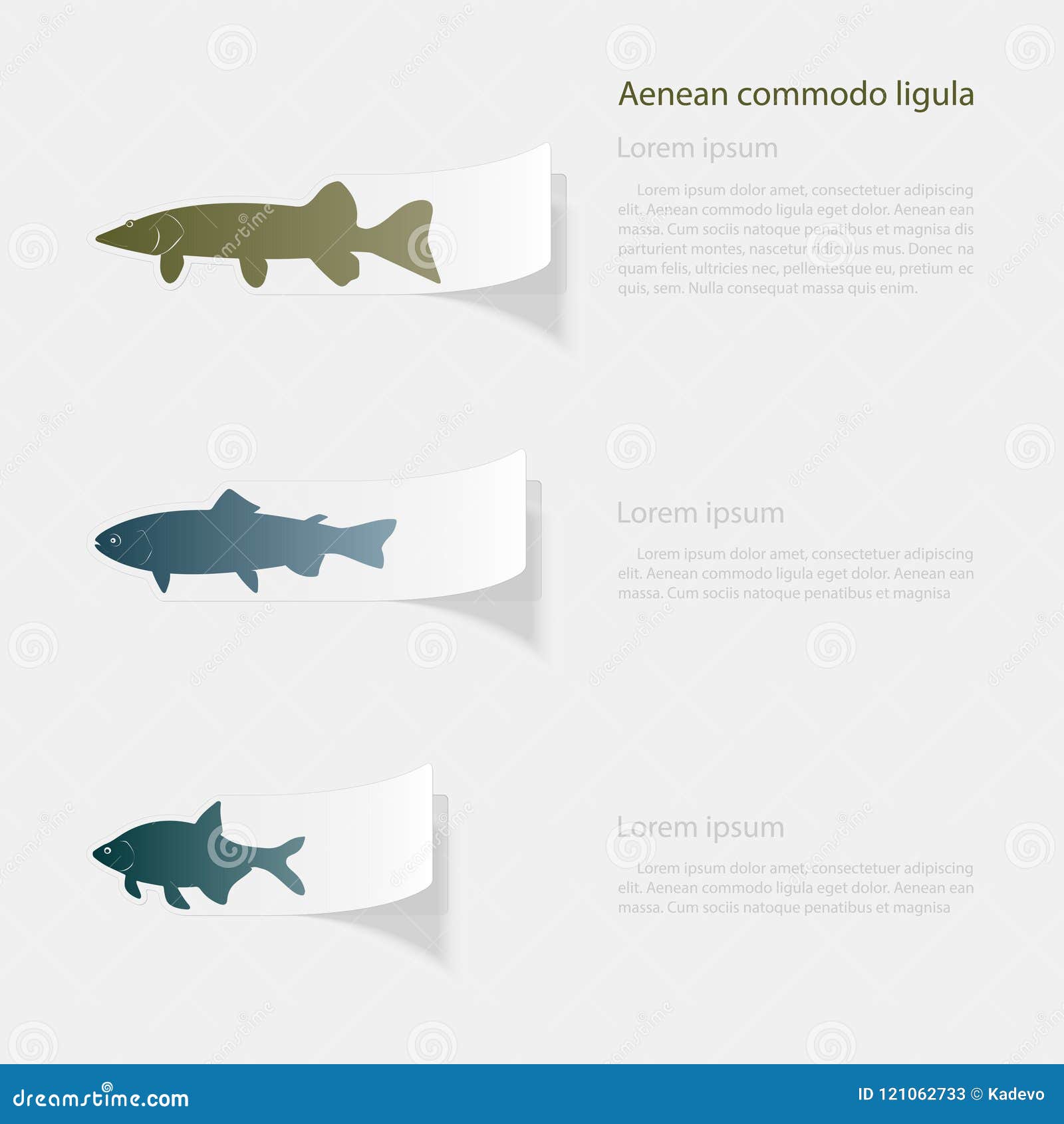 Freshwater Fish. Flat Sticker with Shadow on White Background Stock ...