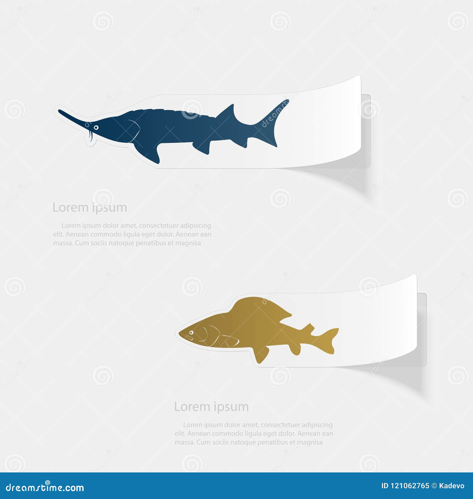 Freshwater Fish. Flat Sticker with Shadow on White Background Stock ...