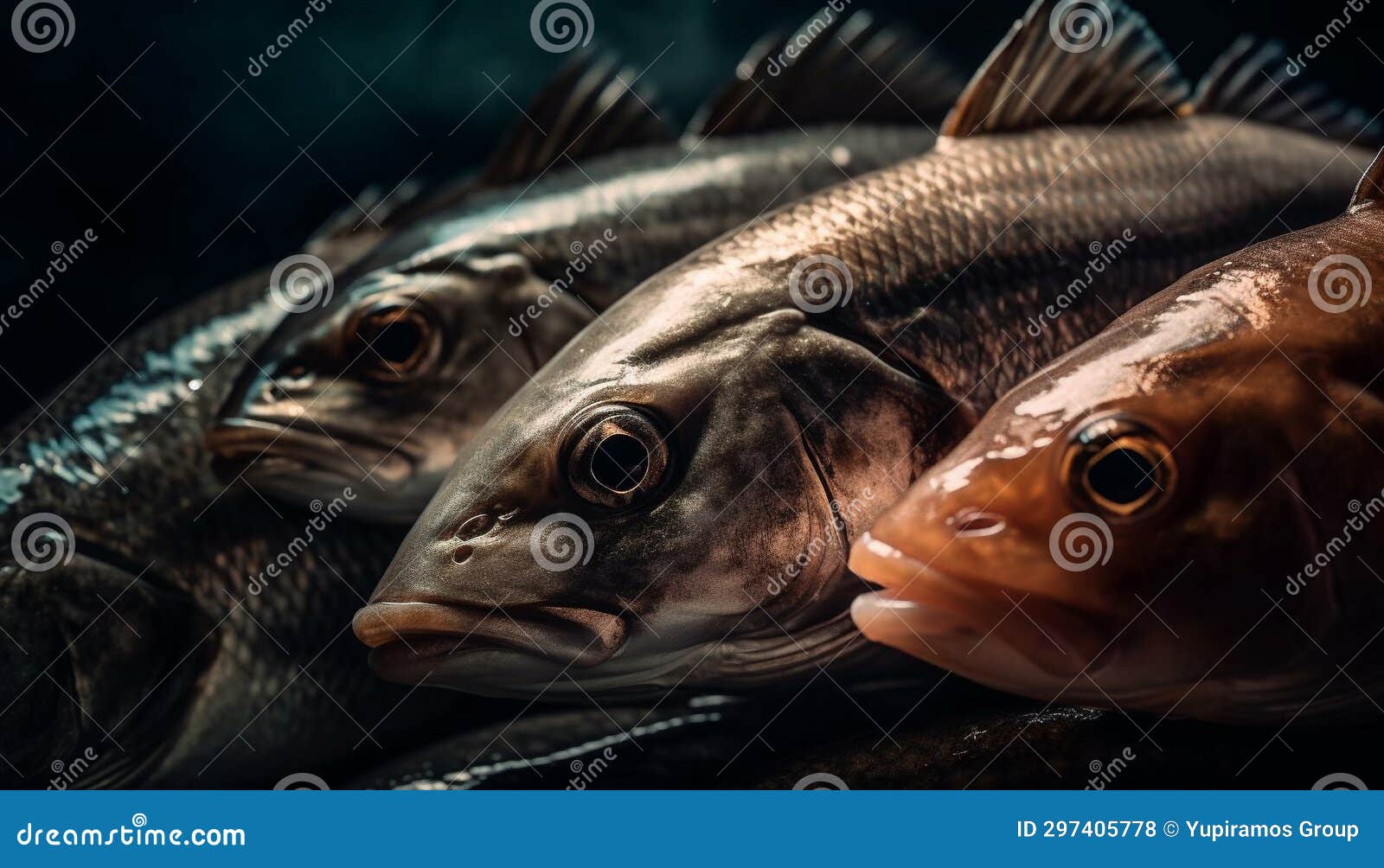 Freshwater Fish in a Row, Close Up of Their Gills Underwater Generated ...